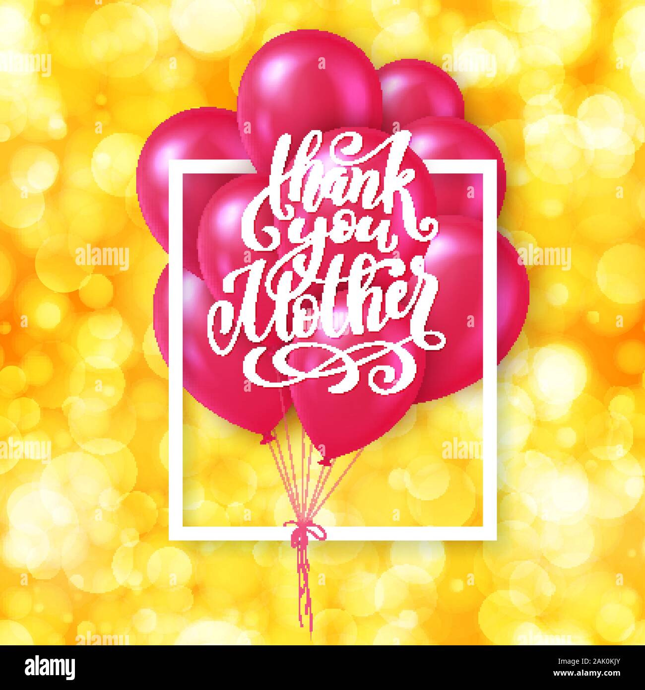 Happy Mothers Day Greeting Card With Hand Drawn Lettering Thank You