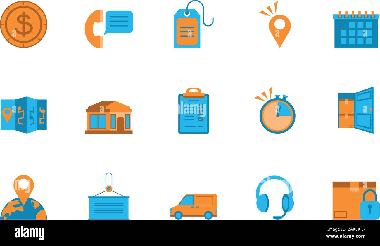 Icon set design, Delivery logistics transportation shipping service ...