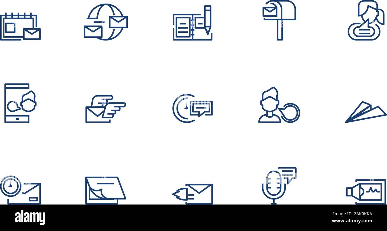 Messages icon set design, email mail letter marketing communication ...