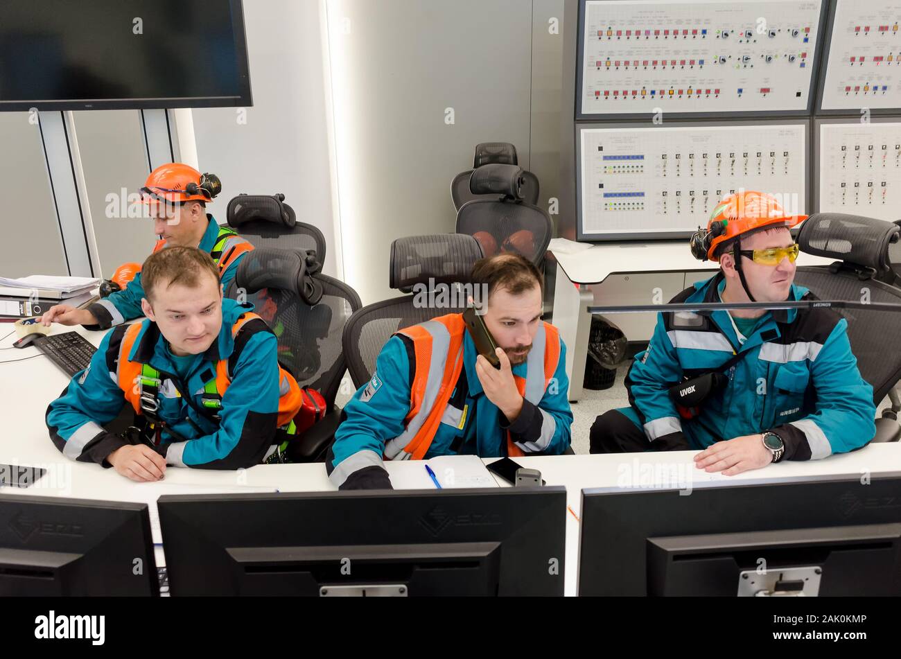 Man in control room of polypropylene factory Stock Photo - Alamy