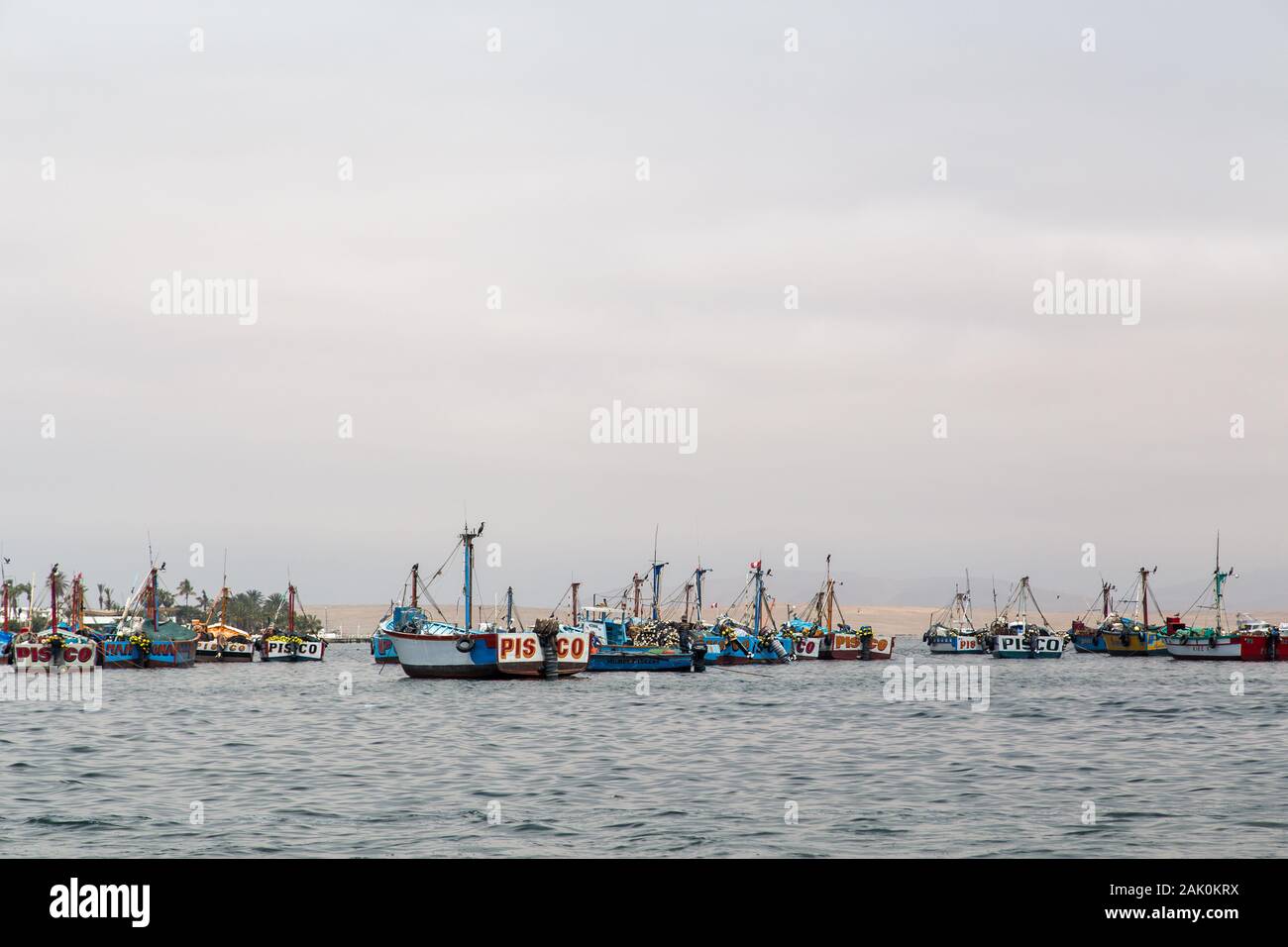 Fishing boats in Paracas, Peru Stock Photo - Alamy