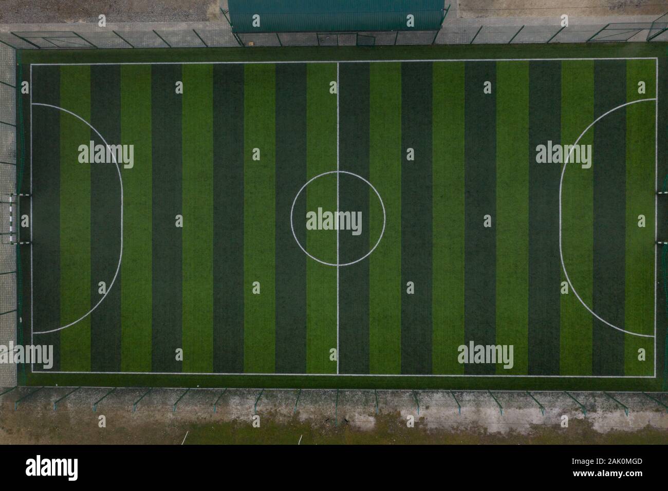 sports field with a football field. Shooting from the drone from above ...