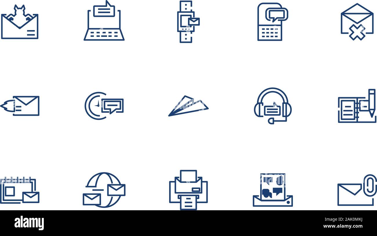 Messages icon set design, email mail letter marketing communication ...