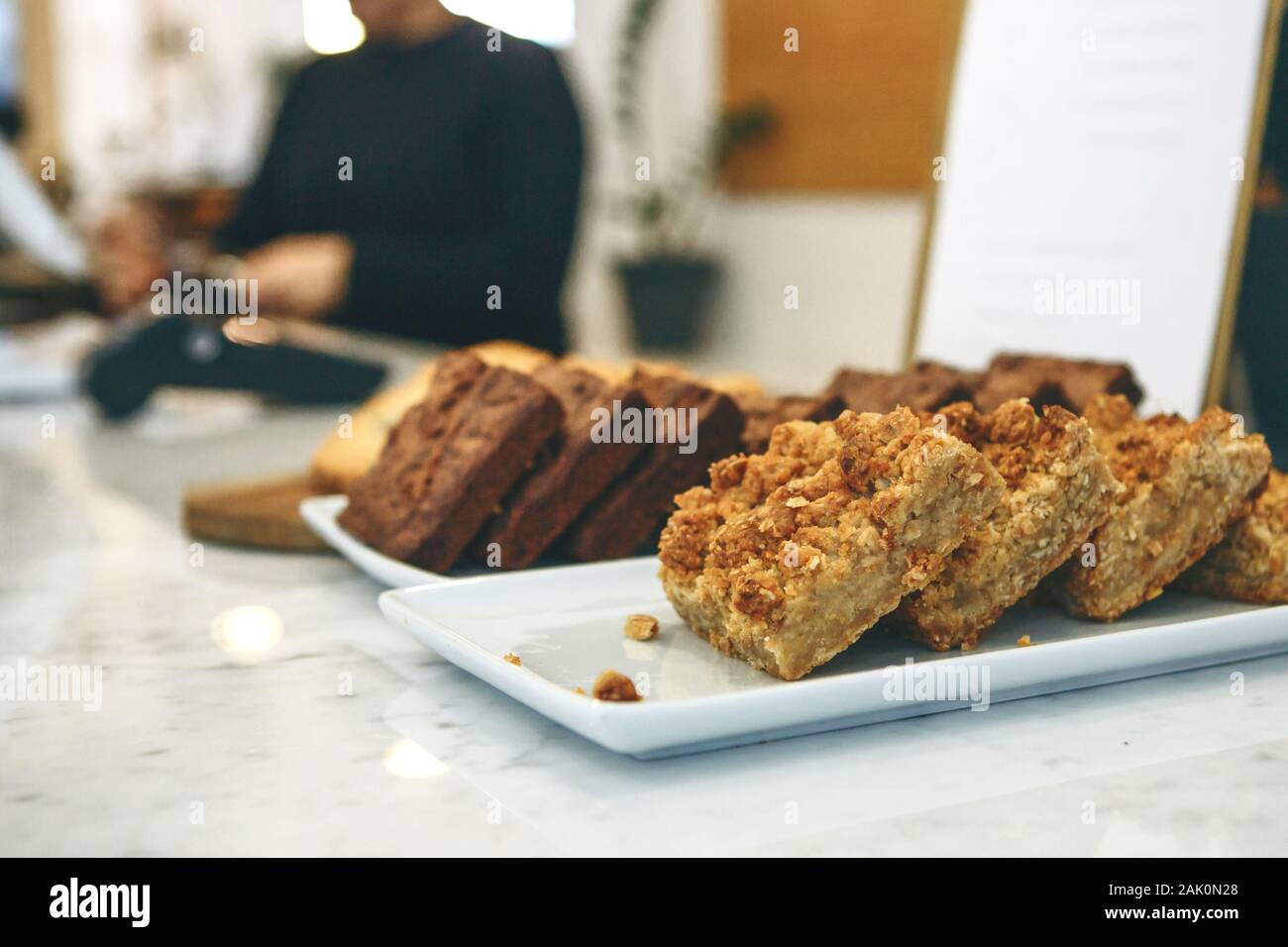 Closeup of fresh baked cookies in a cafe or shop Stock Photo - Alamy