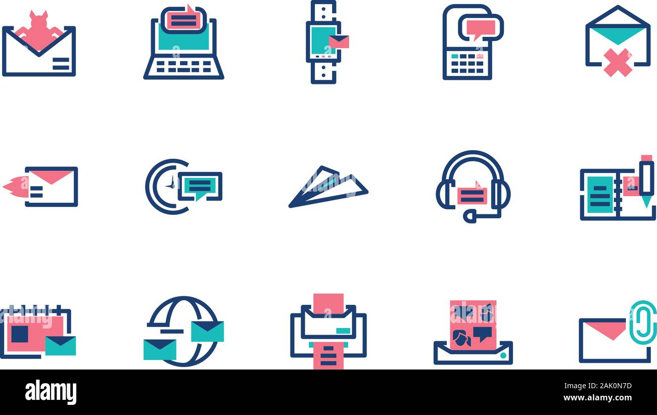 Messages icon set design, email mail letter marketing communication ...