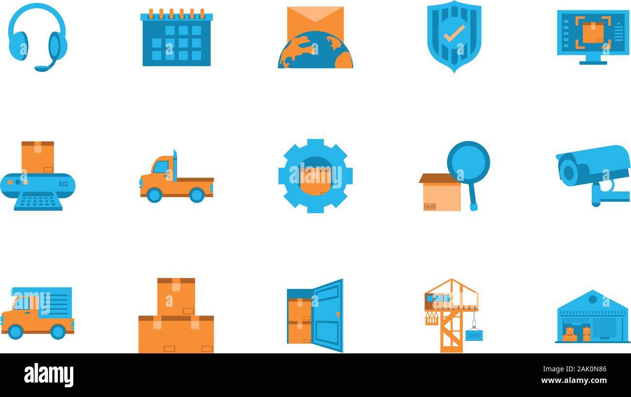Icon set design, Delivery logistics transportation shipping service ...