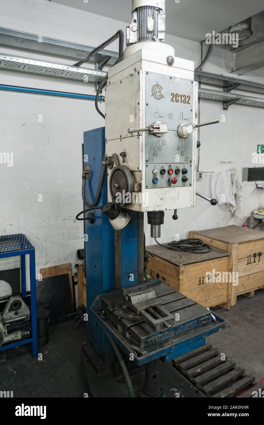 Industrial Iron drill in factory Stock Photo - Alamy