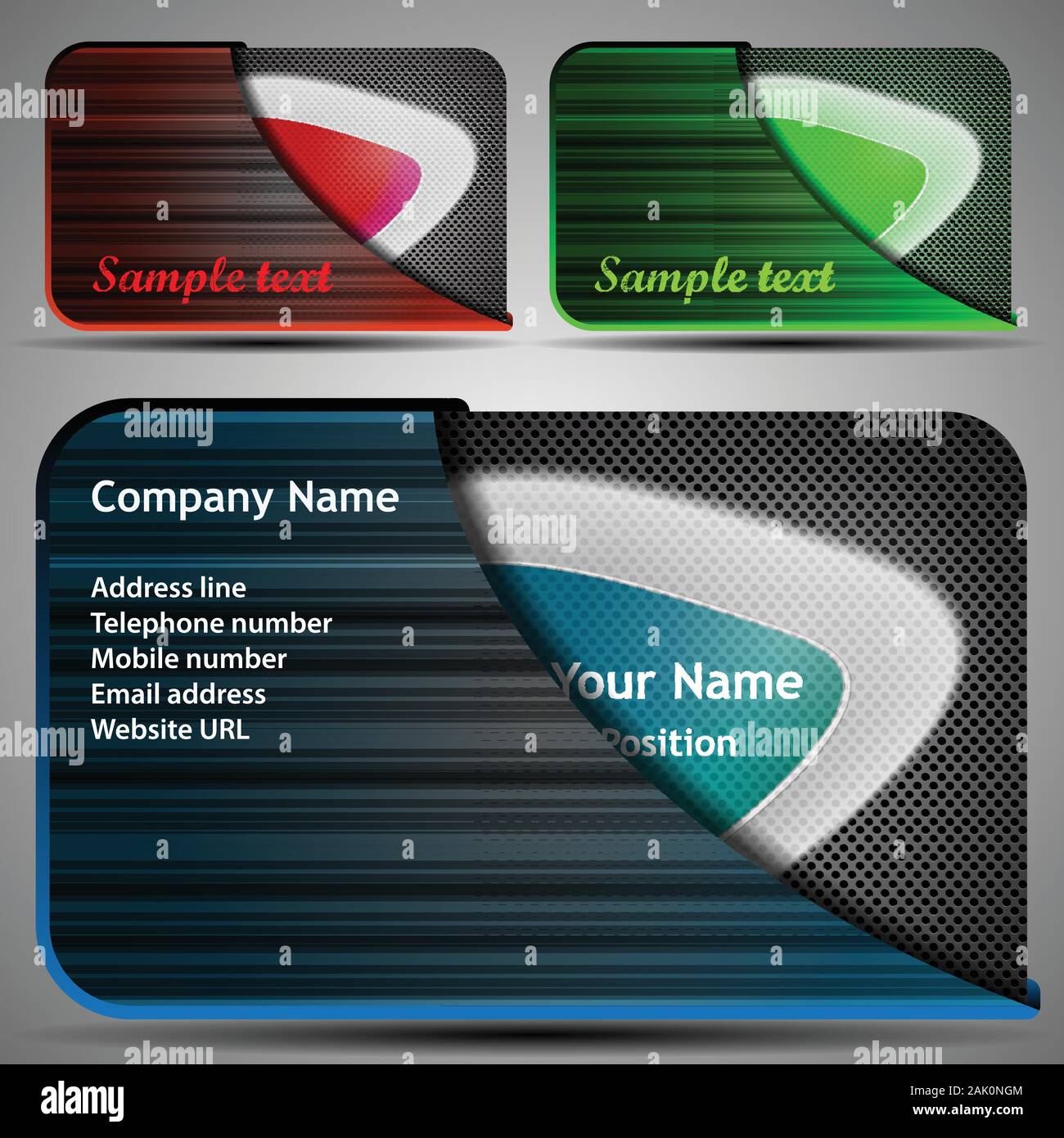 Colorful Futuristic Business Cards Template Layout with Abstract Design ...
