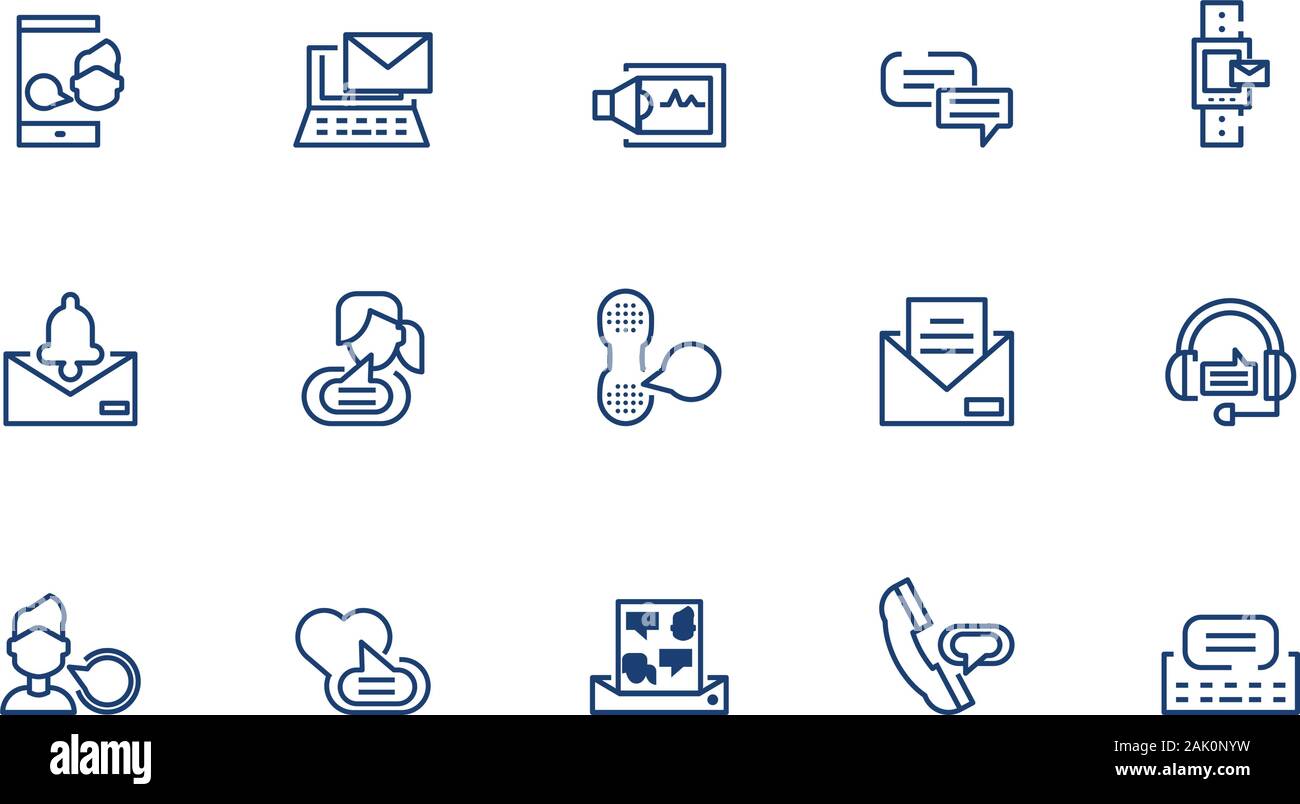 Messages icon set design, email mail letter marketing communication ...