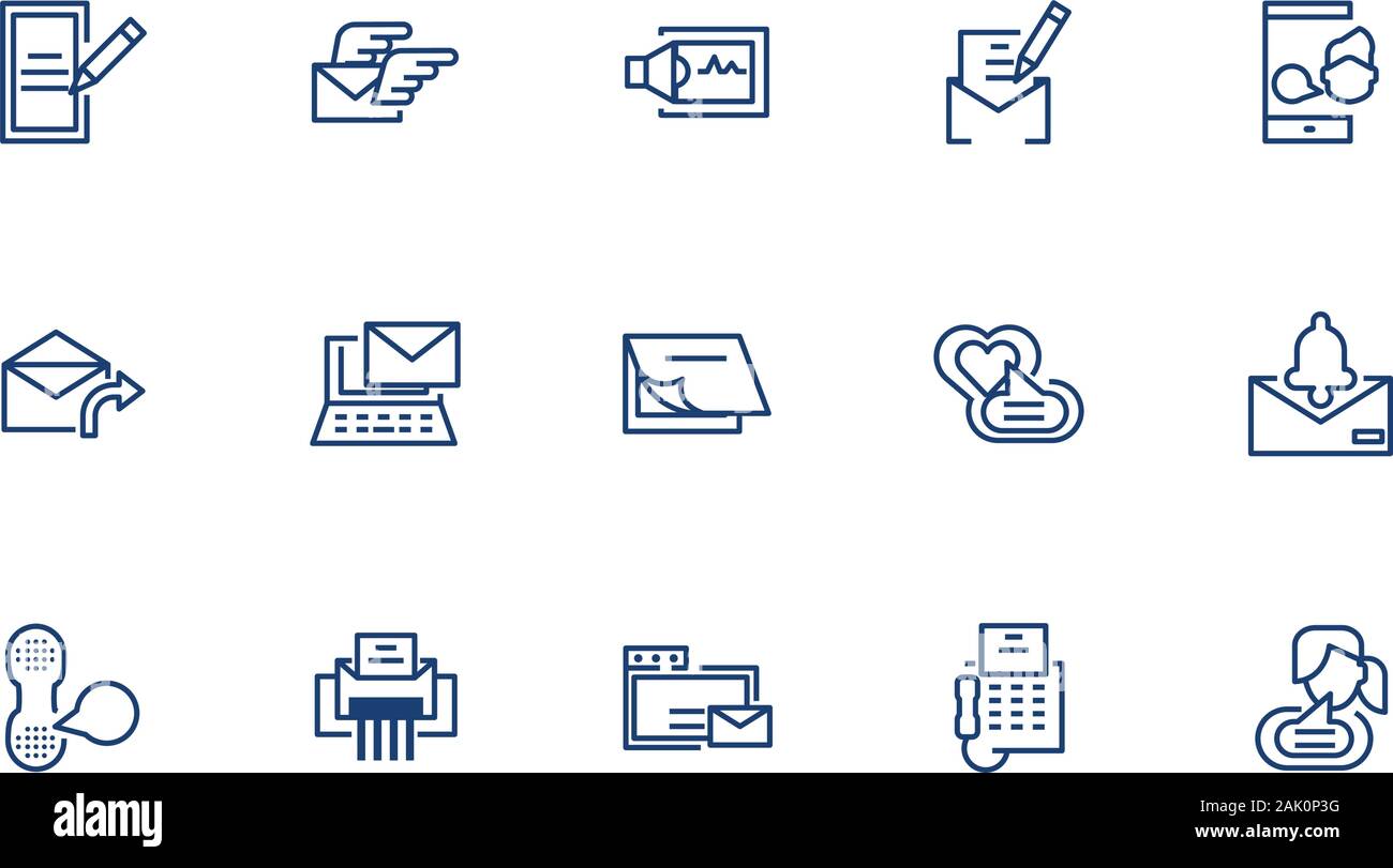 Messages icon set design, email mail letter marketing communication ...