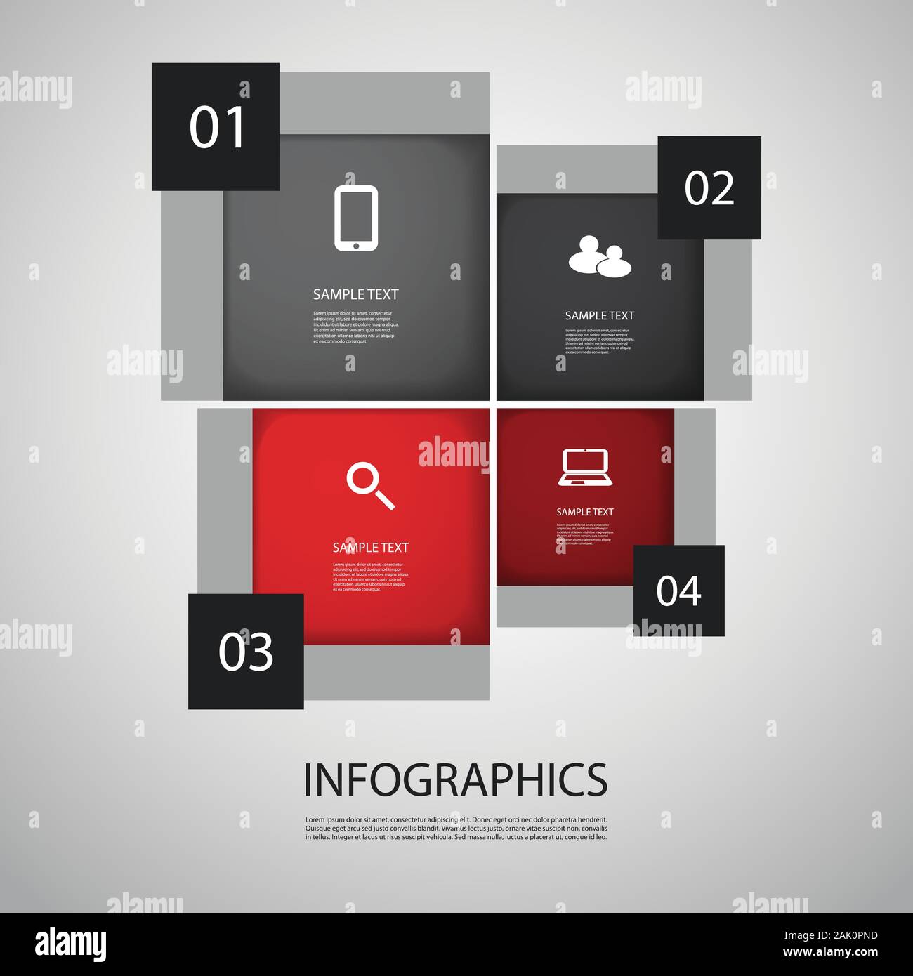 Colorful Numbered Tiled Banners - Infographic Cover Design with Icons ...