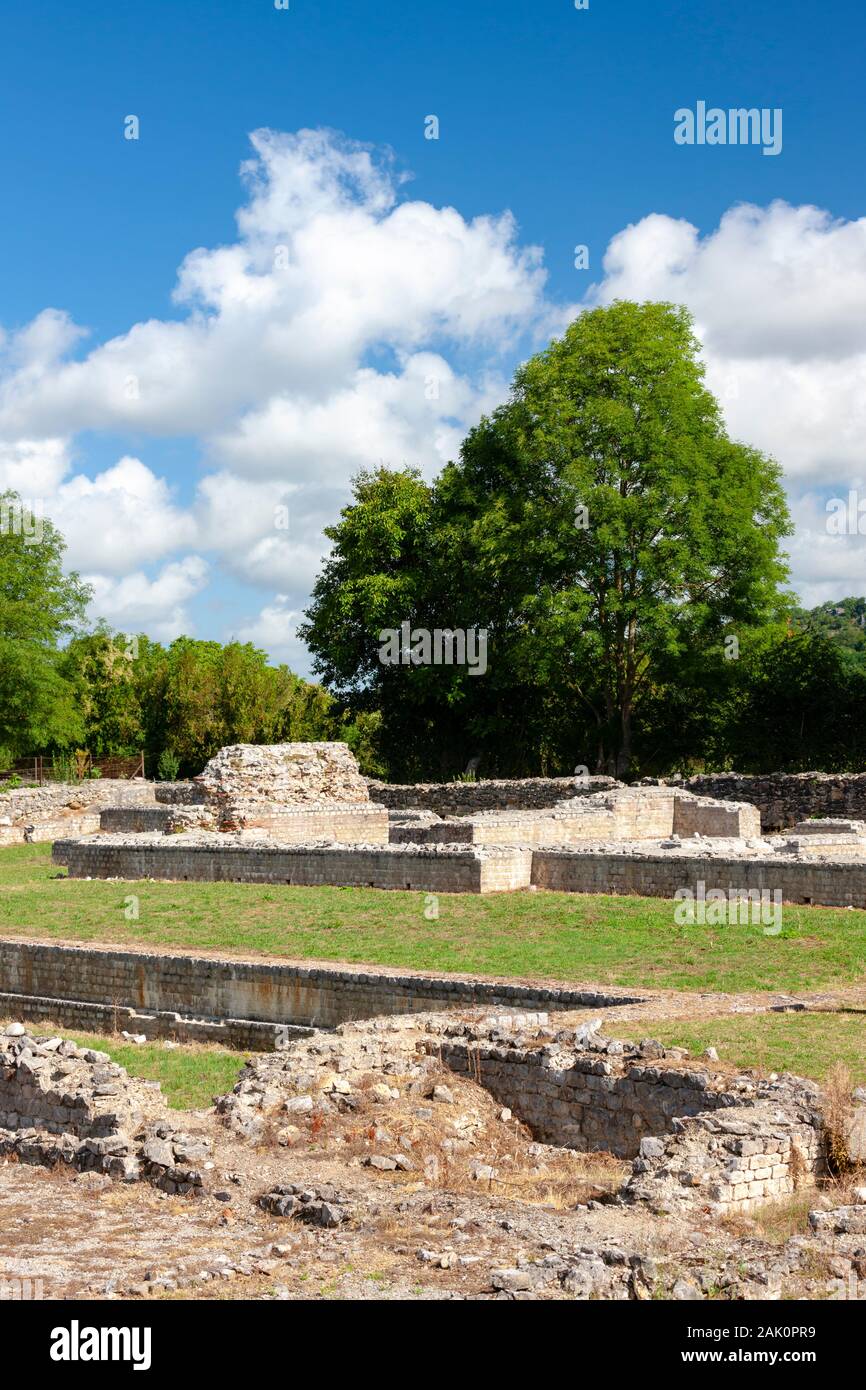 Archaeological site showing Roman ruins at Saint Bertrand de Comminges ...