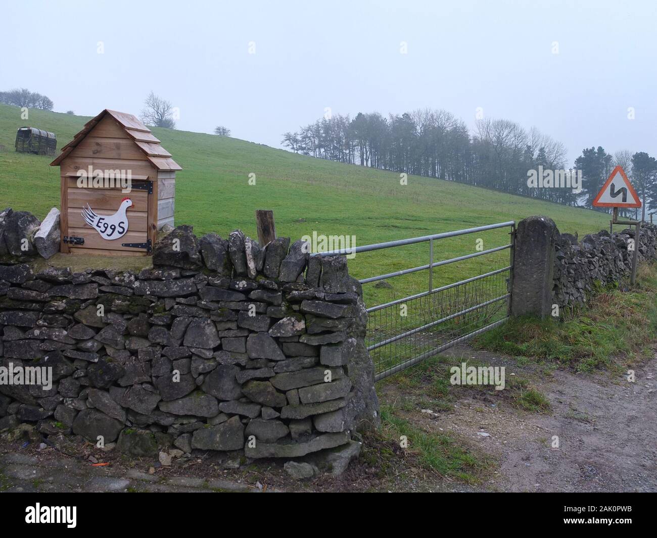 Honesty stall or honesty box selling farm free range eggs from an ...