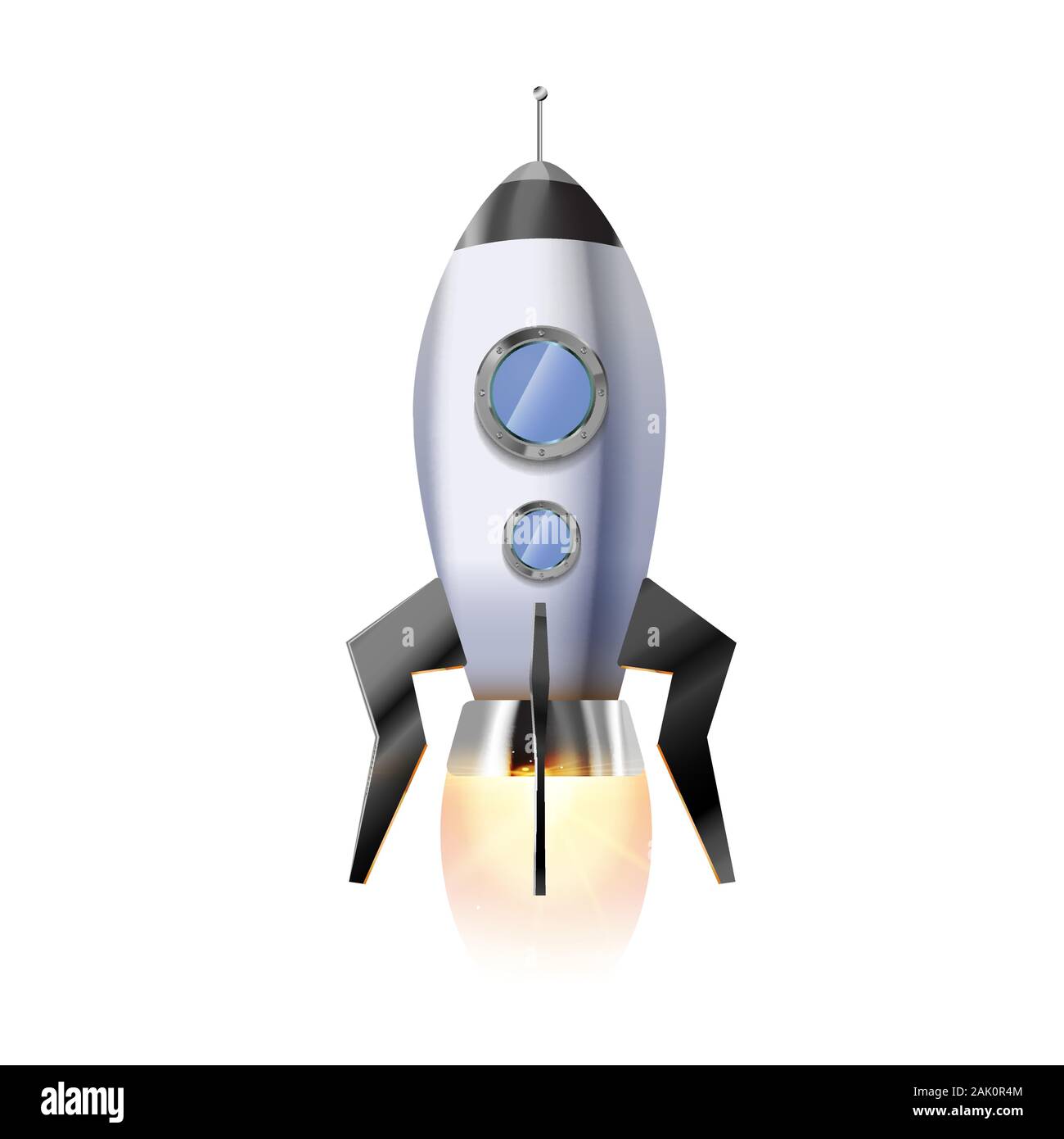 Cartoon Rocket With Fire