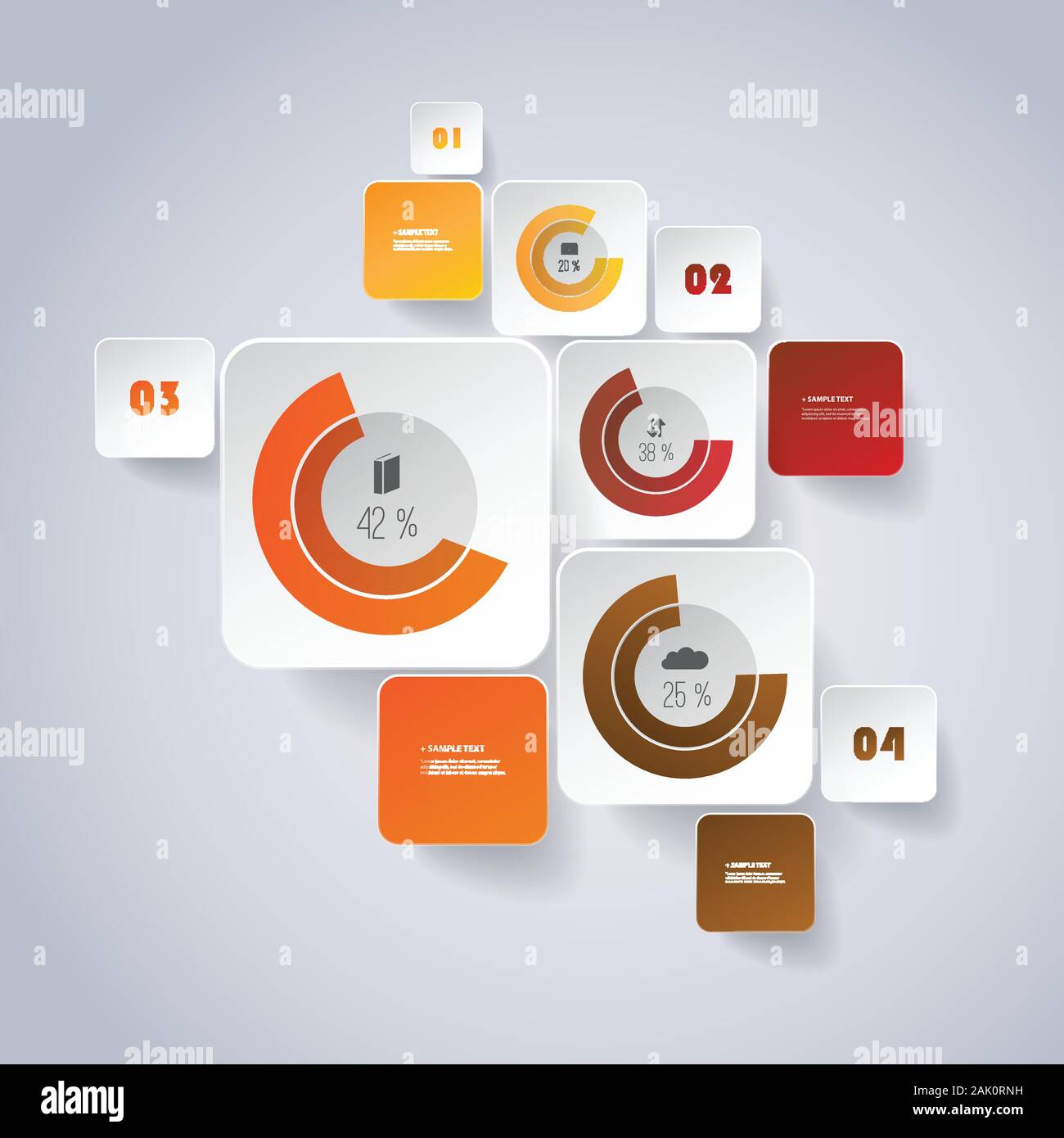 Colorful Abstract Modern Numbered Tiled Infographics Cover or Flow ...