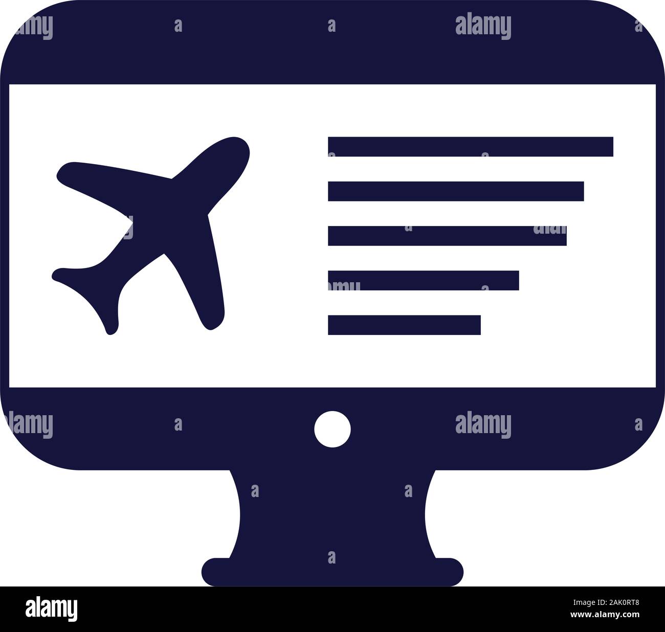 computer display with airplane flying transport Stock Vector Image ...