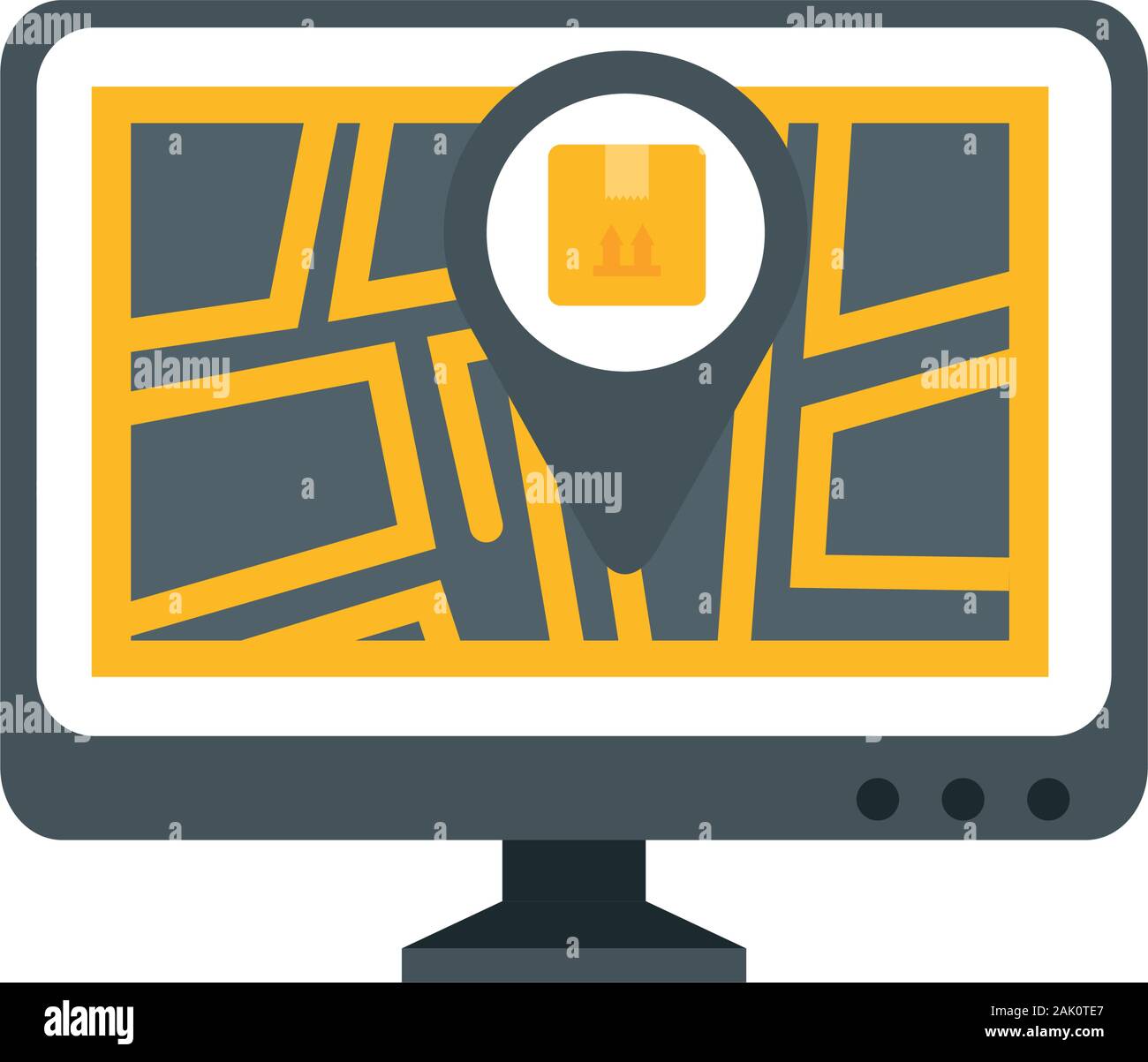computer with map and box of delivery service Stock Vector Image & Art ...