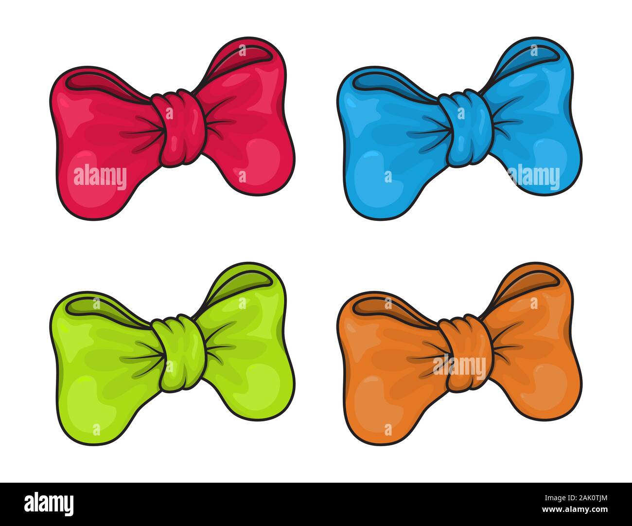 Ribbon bows set red, blue, green, orange colors collection isolated on ...