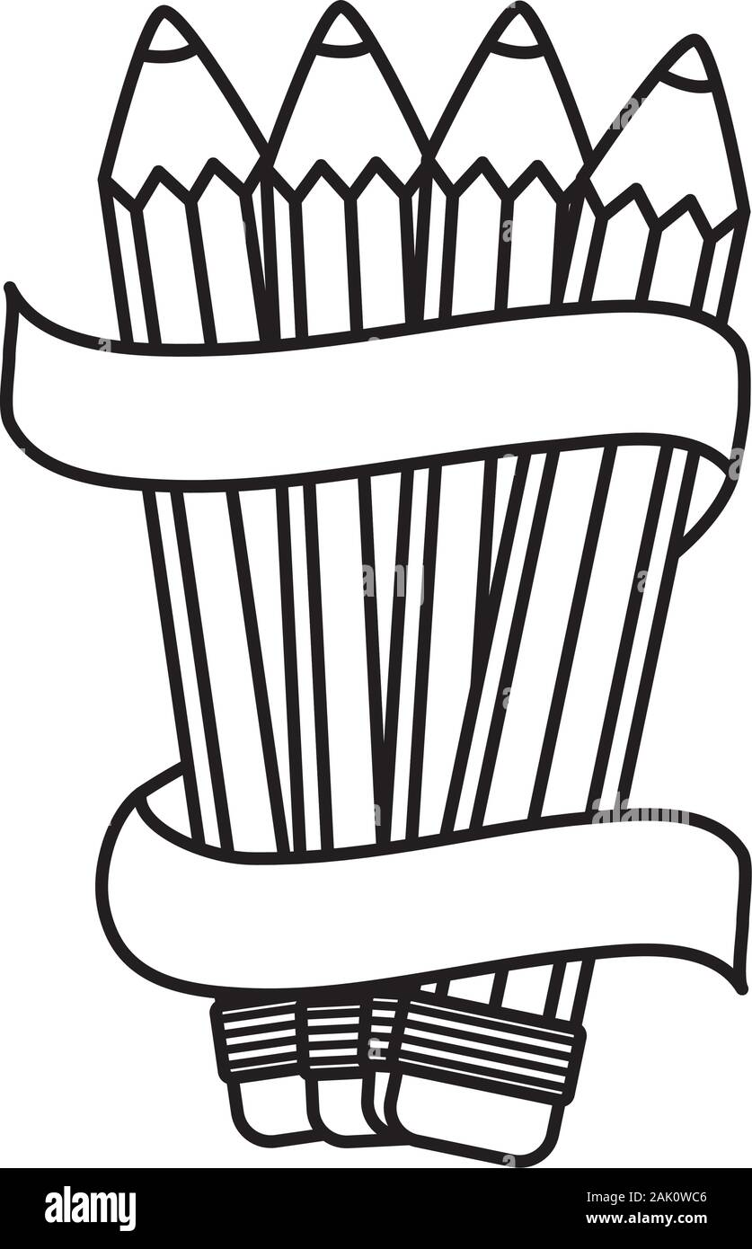 set pencils colors with ribbon Stock Vector Image & Art - Alamy