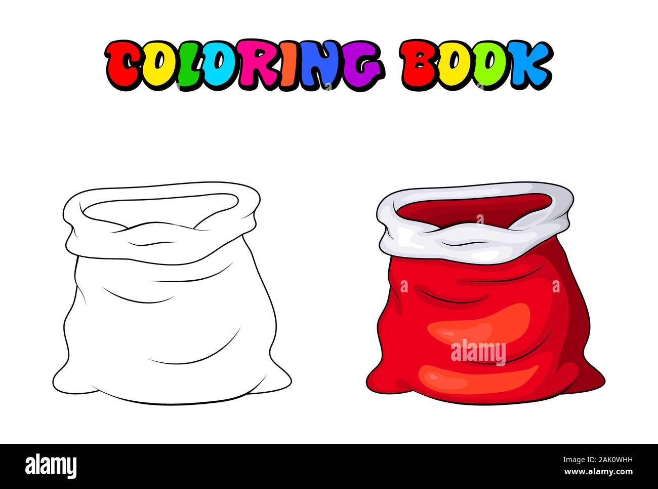 Red sack santa claus empty bag coloring book,pages. Cartoon ...