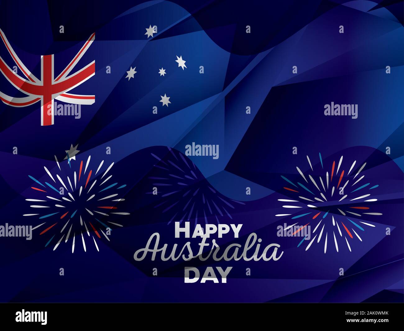 happy australia day with flag and fireworks splash Stock Vector Image ...