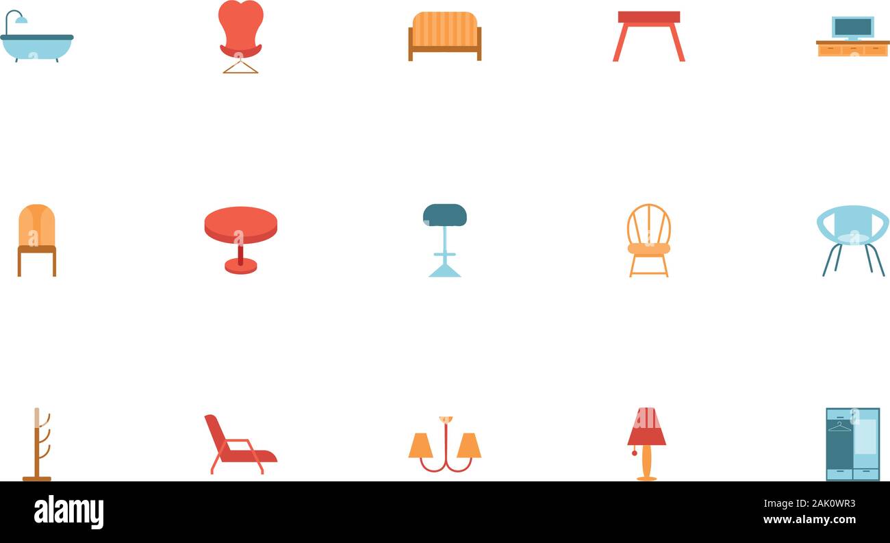 bundle of furniture set icons Stock Vector Image & Art - Alamy