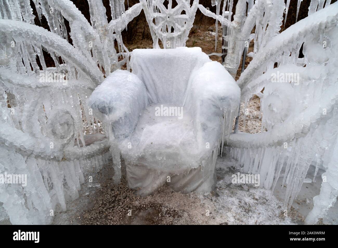 Frozen Throne icicles frozen ice in Winter season Stock Photo - Alamy