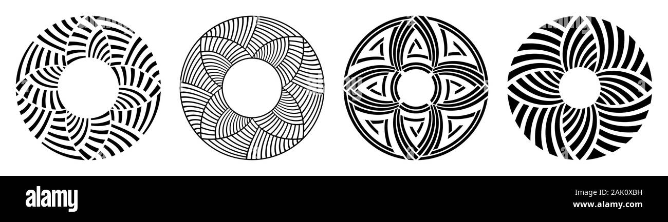 Set of four abstract circular ornaments. Decorative patterns isolated ...