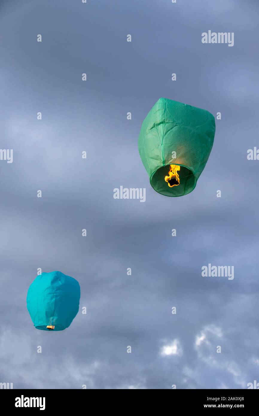 Flying lantern hi-res stock photography and images - Alamy