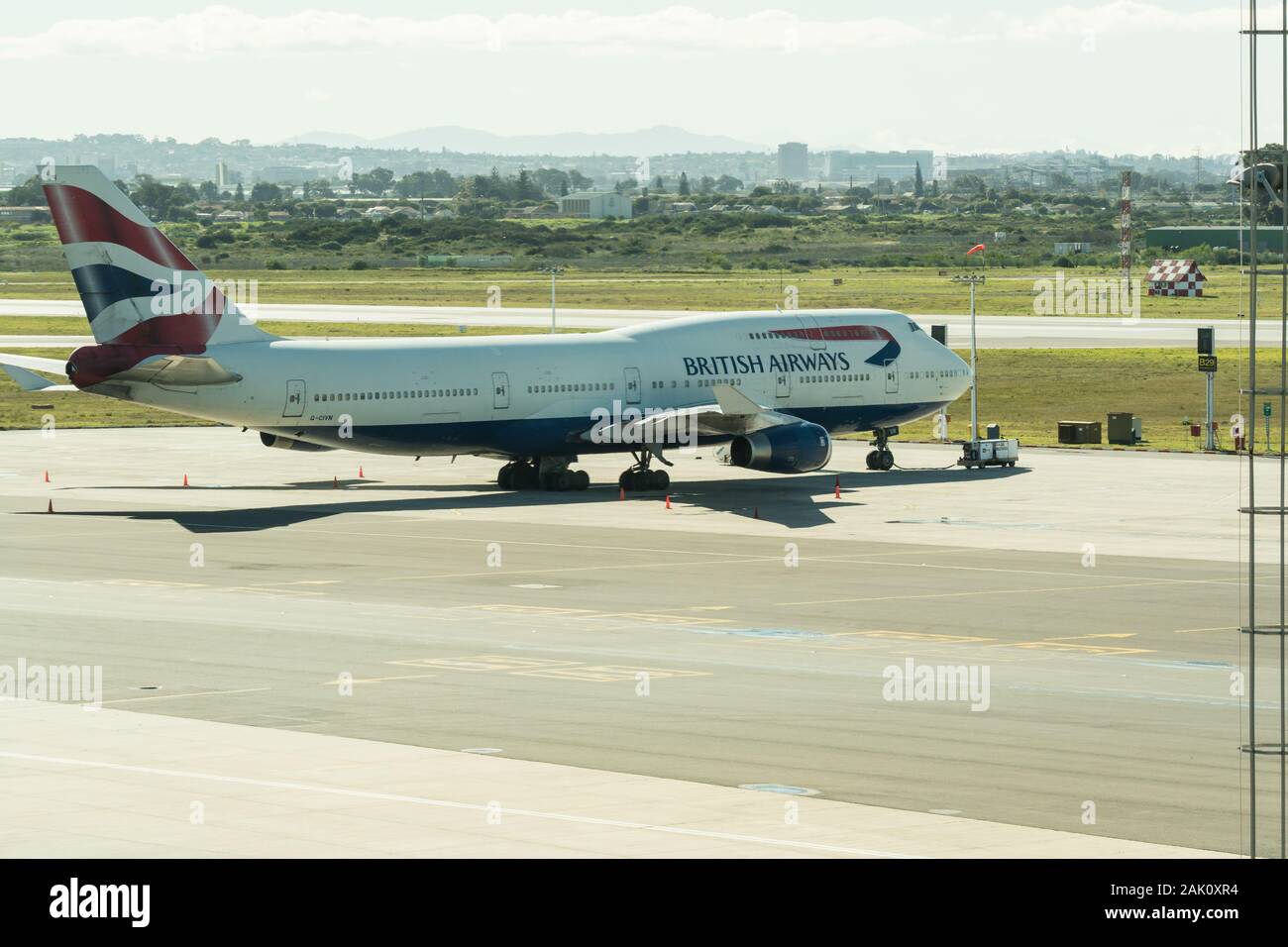 British Airways plane parked on the tarmac and apron at Cape Town ...