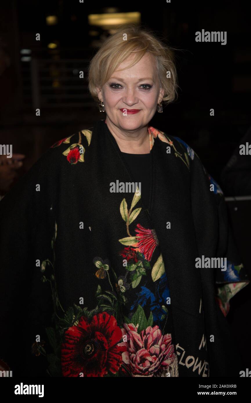 Seen arriving on red carpet for the Cyrano de Bergerac Press Night ...