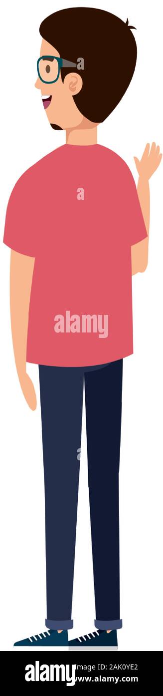 back young man with eyeglasses avatar character icon Stock Vector Image ...