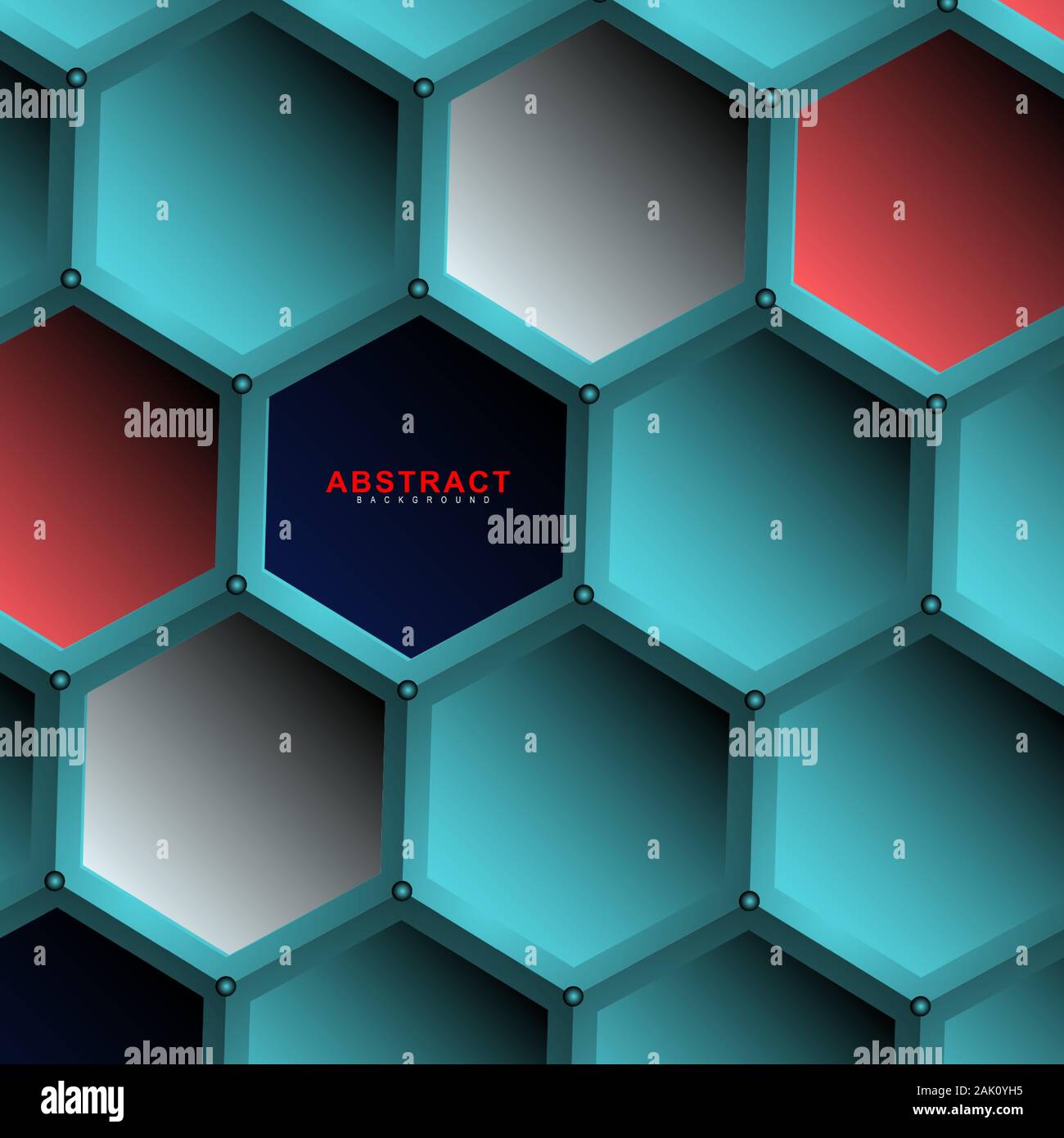 Abstract vector hexagonal geometry background. Surface polygon pattern with hexagon shadows ...