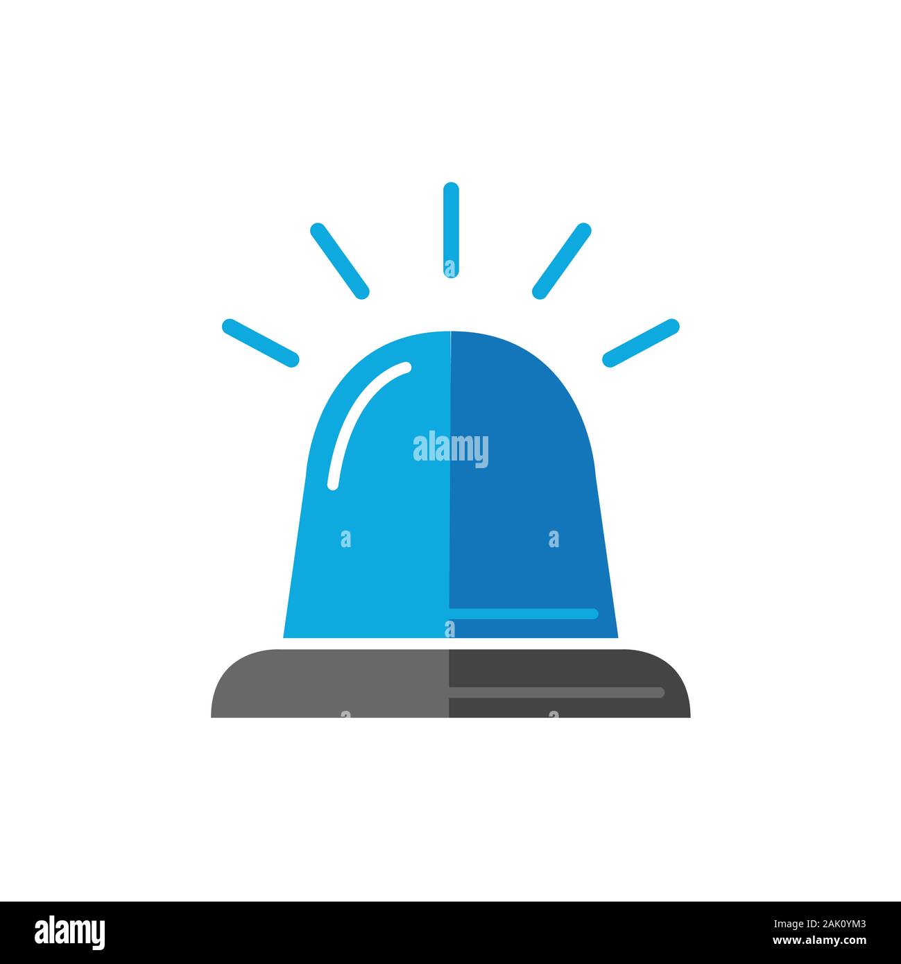 Single design element demonstrating blue flasher siren. vector Stock ...