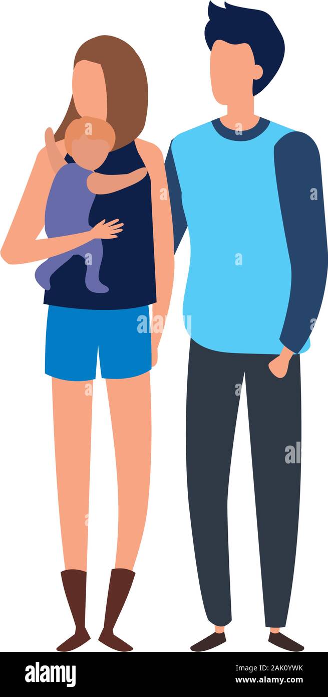 parents with baby girl avatar characters Stock Vector Image & Art - Alamy