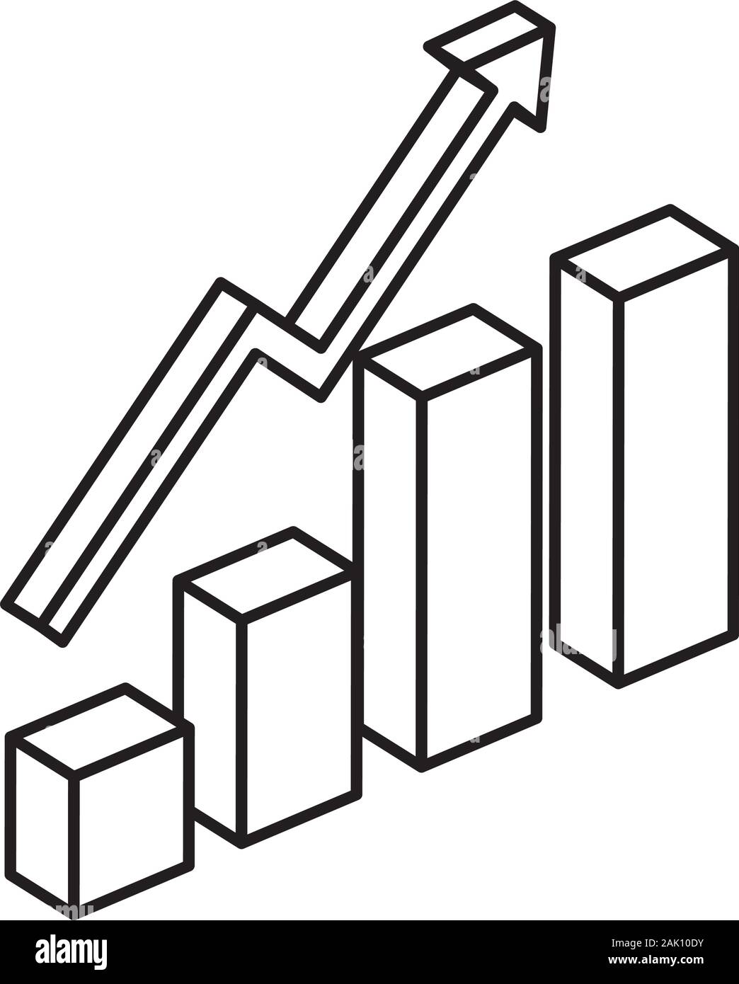 bars statistical graph with arrow up line style icon Stock Vector Image ...