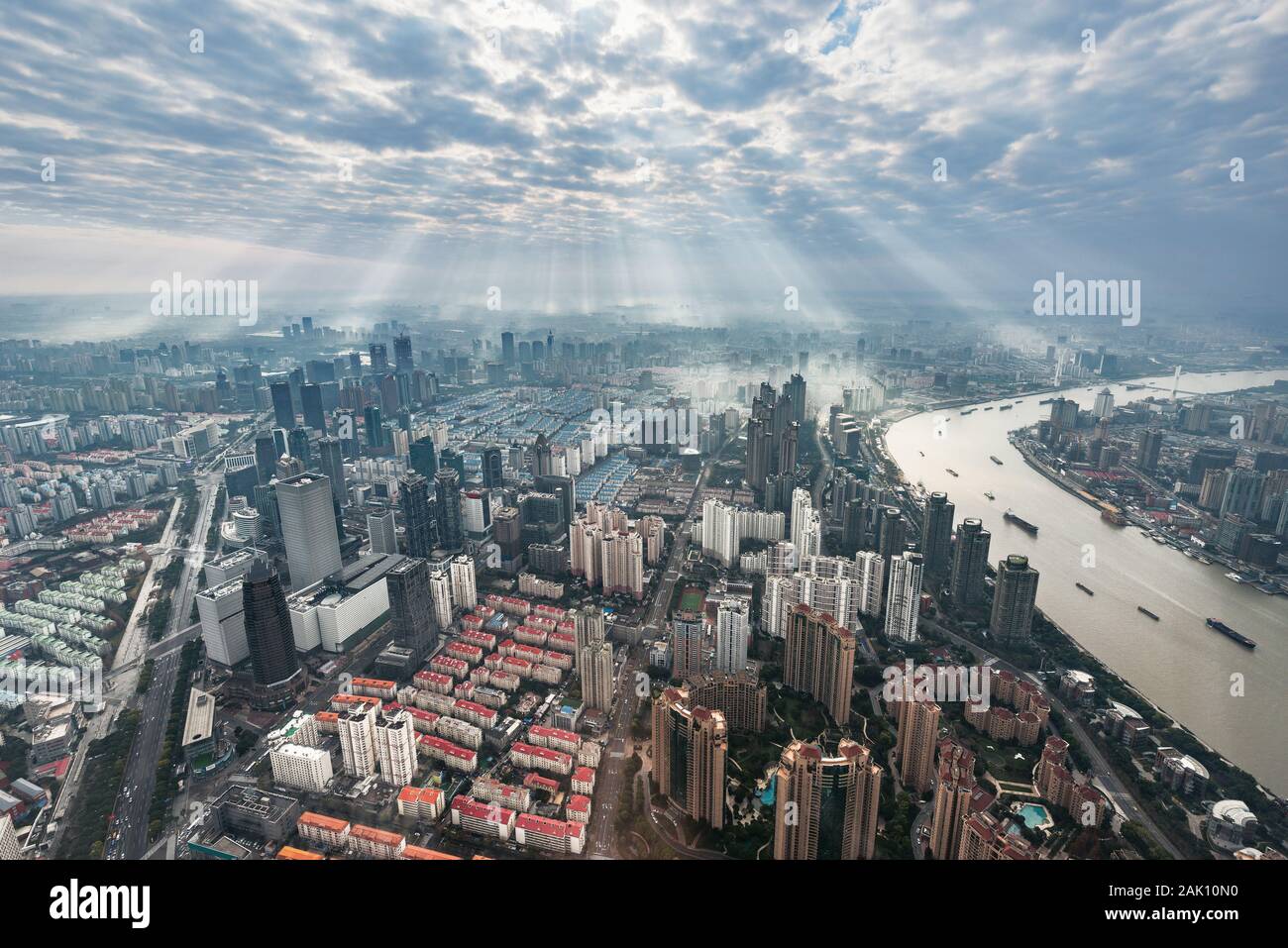Aerial view of Shanghai city center in the morning Stock Photo - Alamy