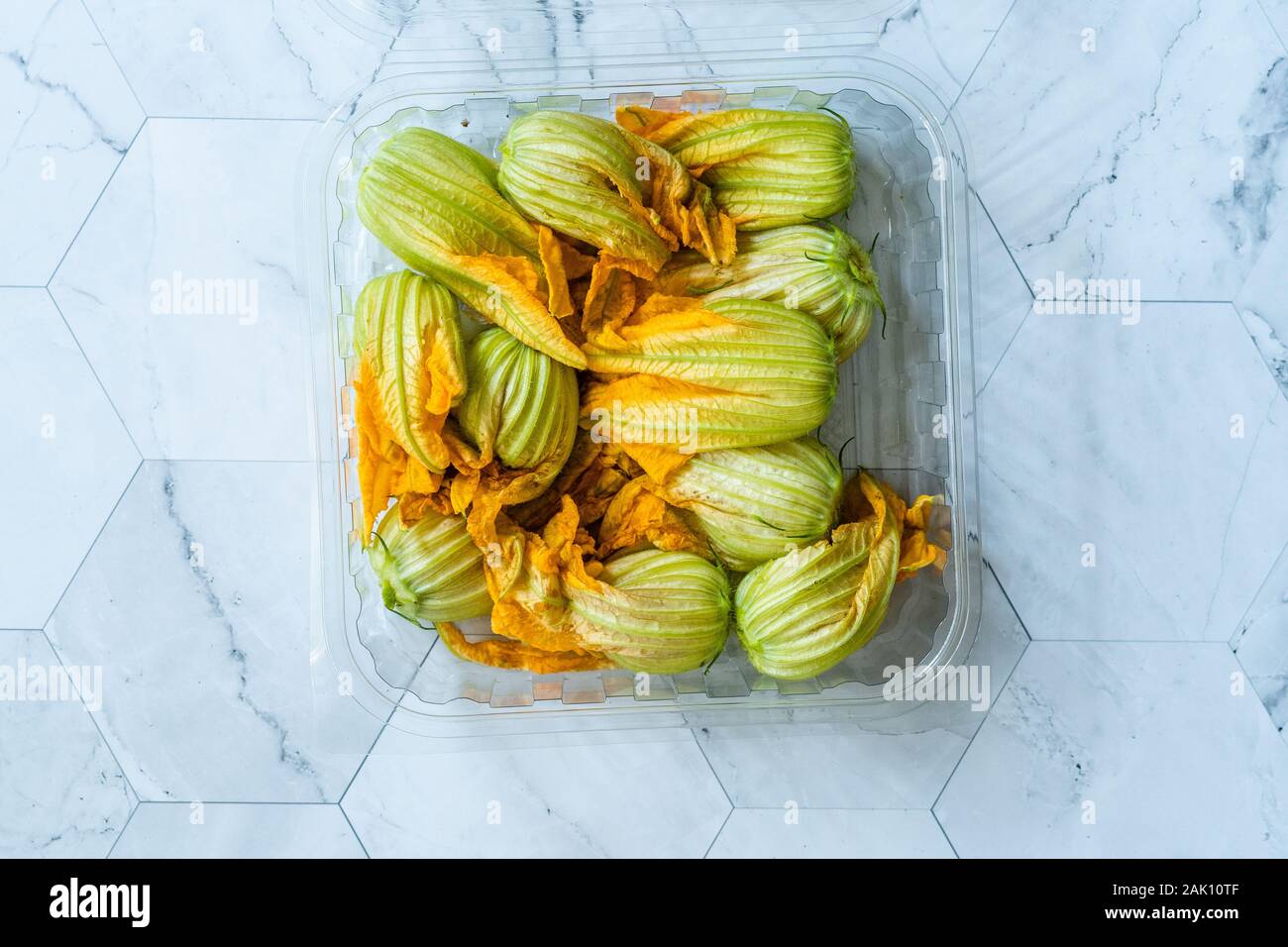 Squash Blossoms Zucchini Flowers in Plate / Edible Courgette Flowers in ...