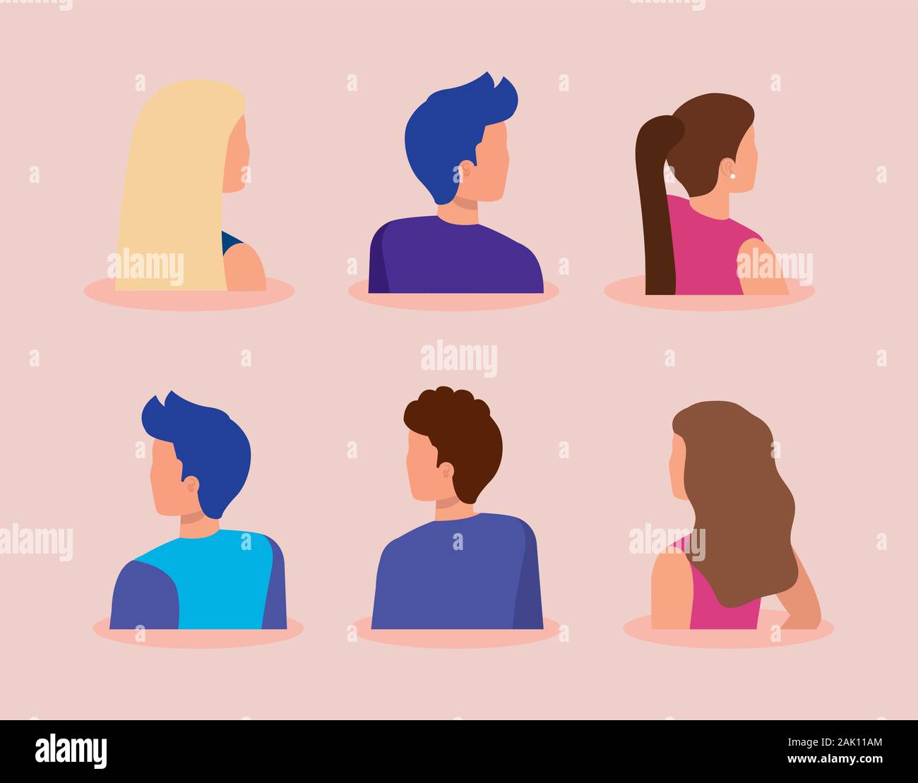 back young people avatar character Stock Vector Image & Art - Alamy