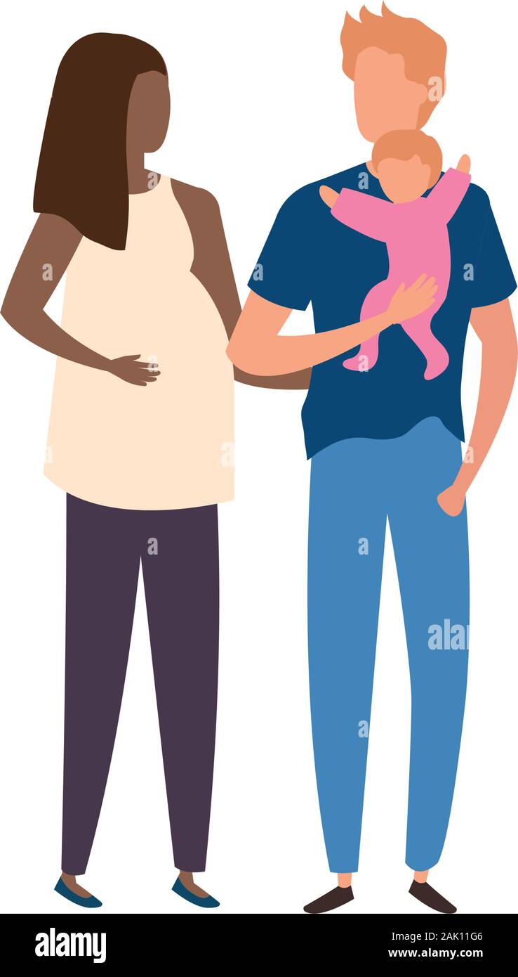 parents with baby girl avatar characters Stock Vector Image & Art - Alamy