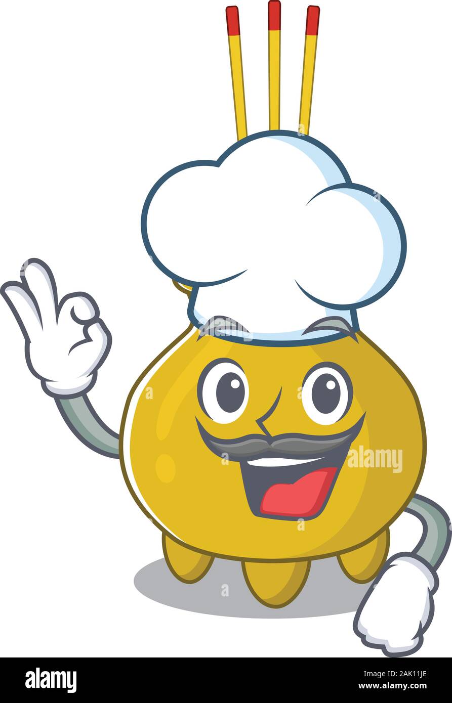 Chinese incense cartoon character wearing costume of chef and white hat ...