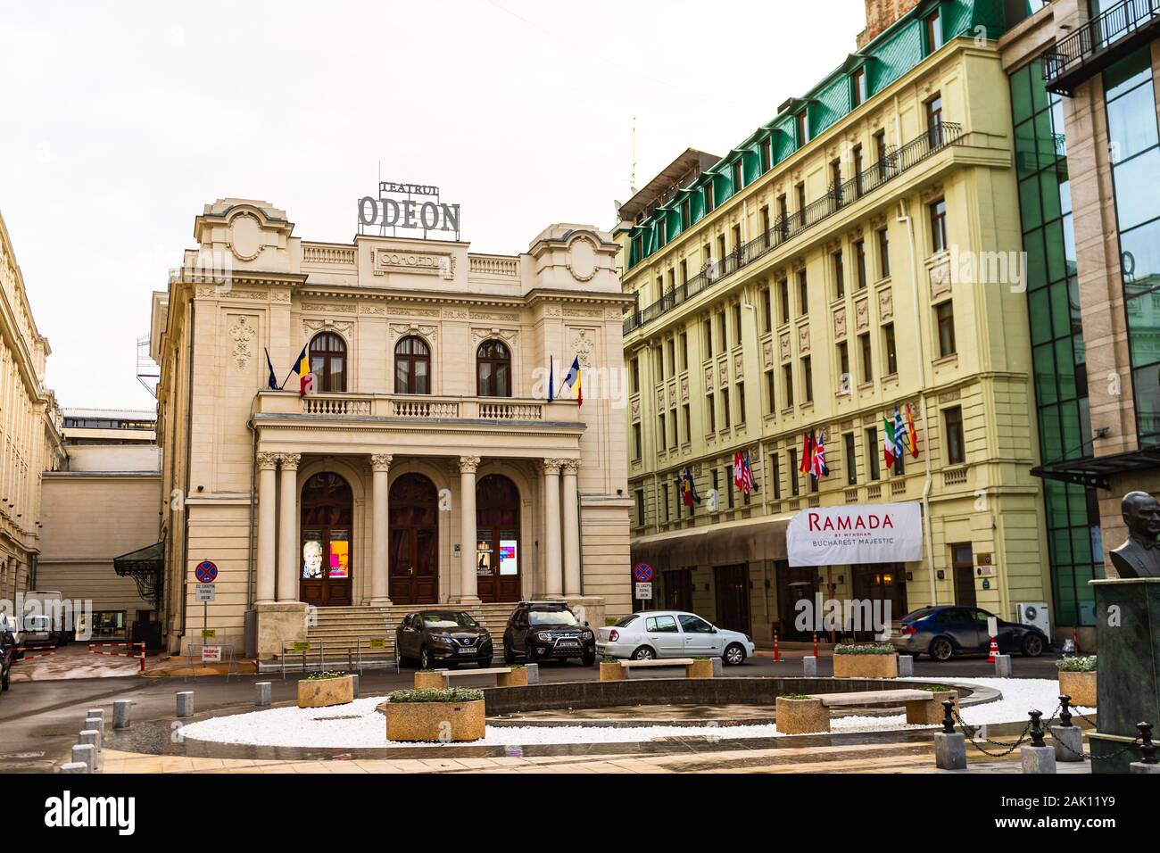 Odeon Theatre building in old town Bucharest, Romania, 2020 Stock Photo ...