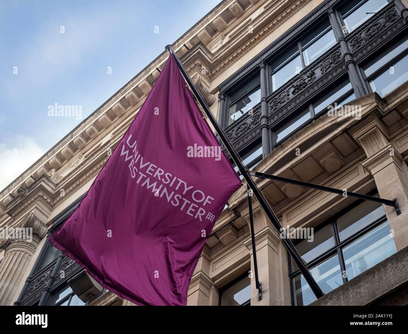 LONDON, UK - DECEMBER 29, 2018: Banner sign for the University of ...