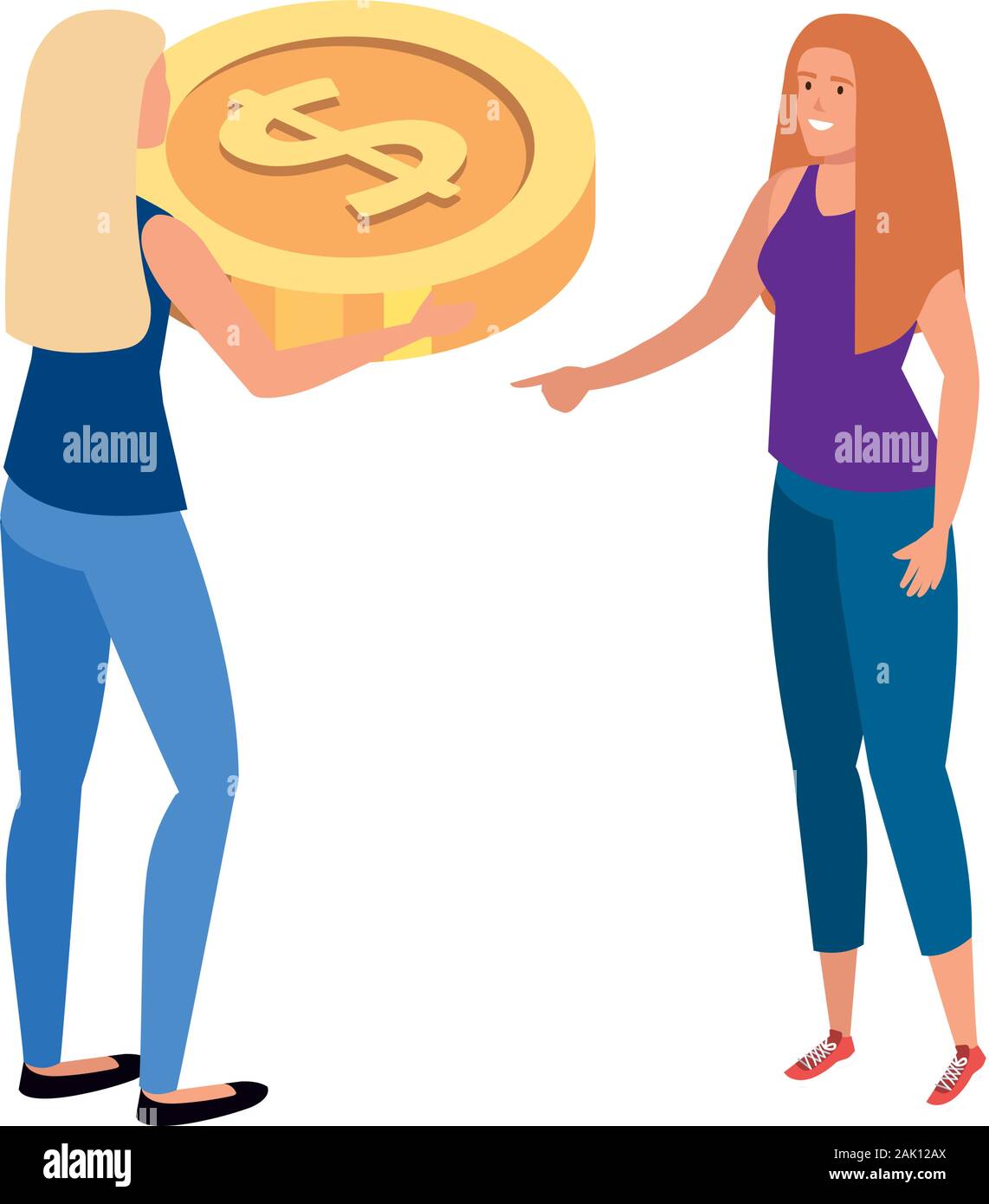 beautiful women with coin isolated icon Stock Vector Image & Art - Alamy