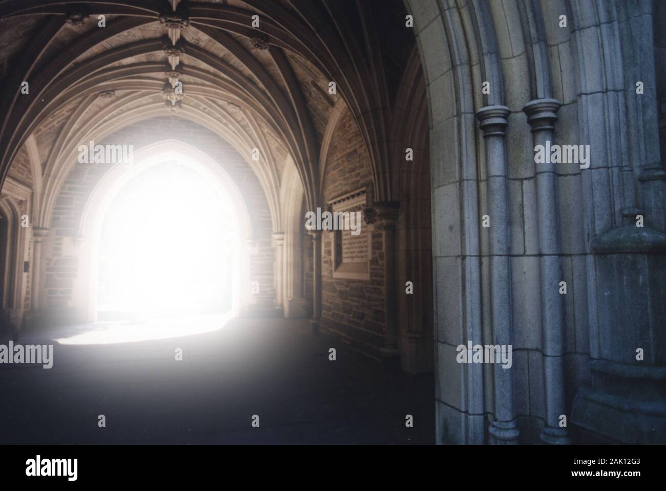 Gothic archway with light illuminating the path Stock Photo - Alamy