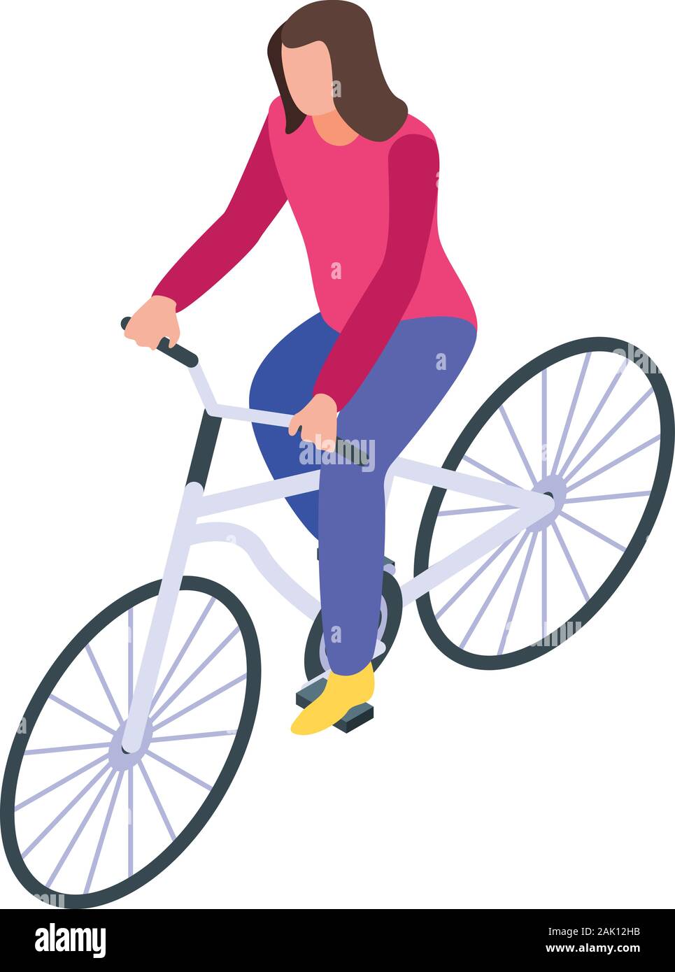 Girl ride bike icon, isometric style Stock Vector Image & Art - Alamy
