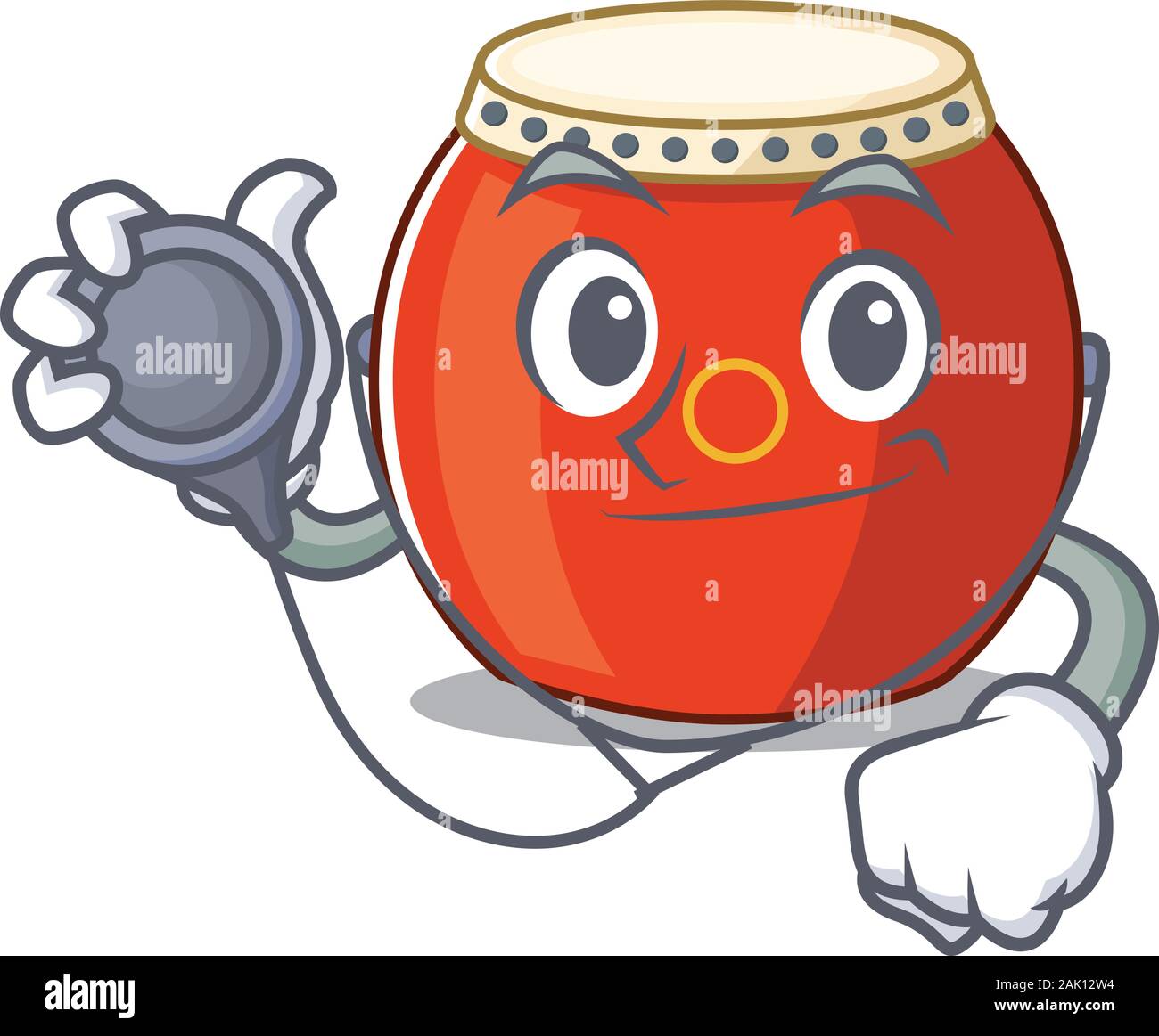Smart and cool chinese drum cartoon character in a Doctor with tools ...