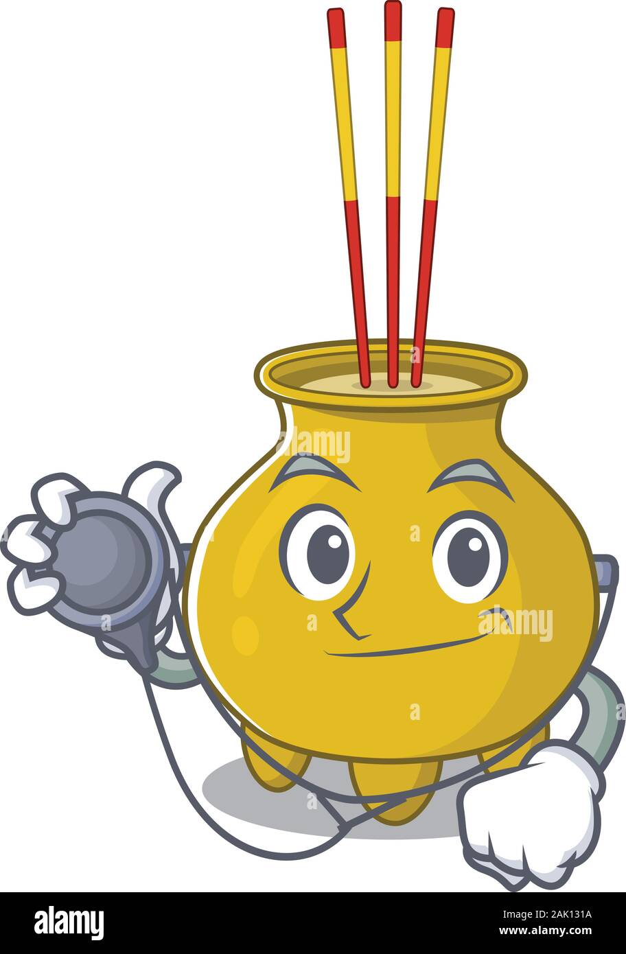 Smart and cool chinese incense cartoon character in a Doctor with tools ...