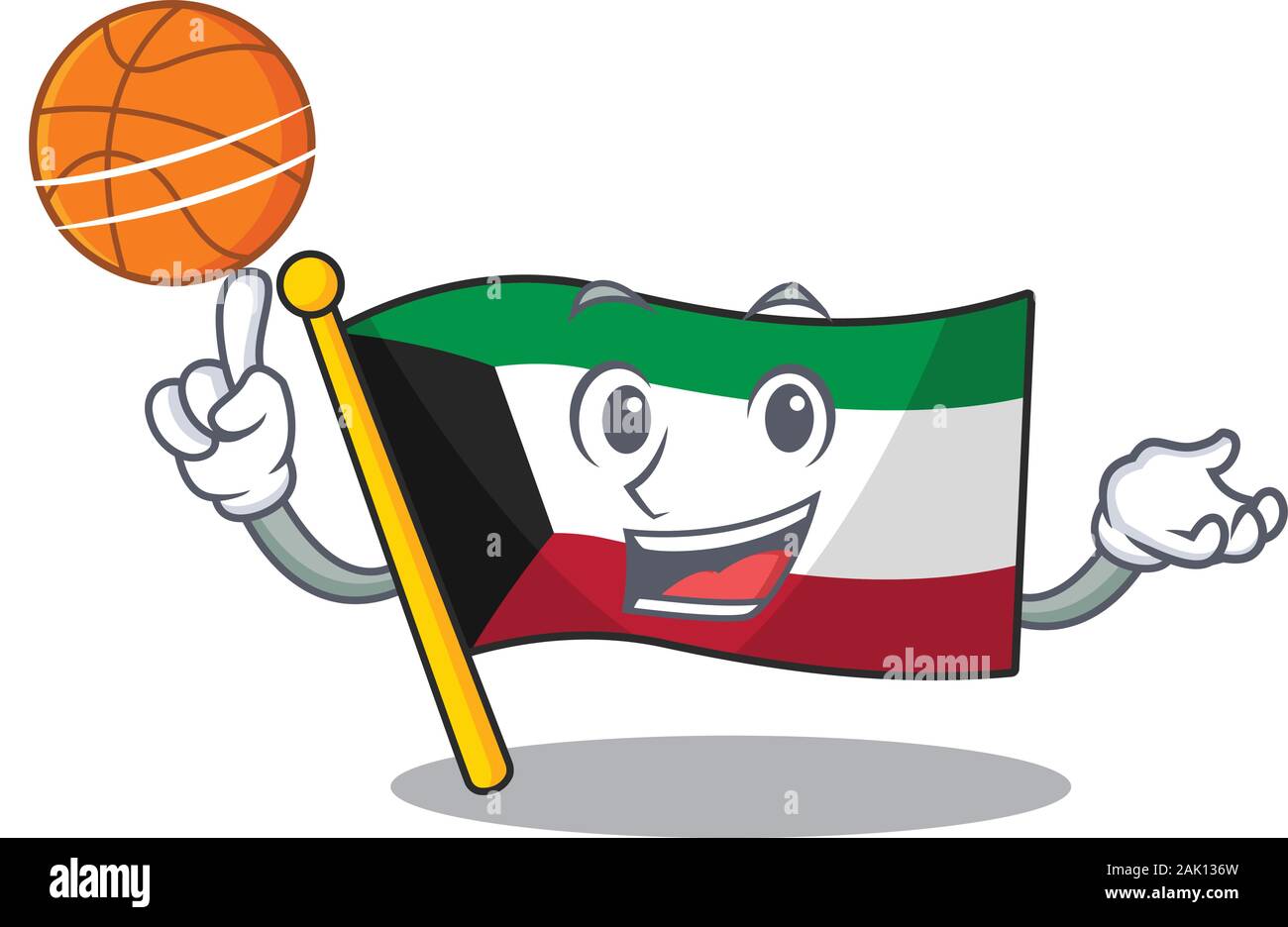 A mascot picture of flag kuwait cartoon character playing basketball ...