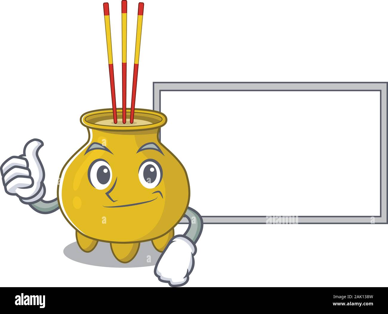 Thumbs up of chinese incense cartoon design with board Stock Vector ...